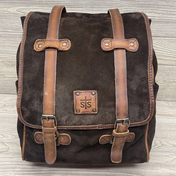 STS Ranchwear | Bags | Sts Ranchwear Leather Knapsack Backpack Student ...